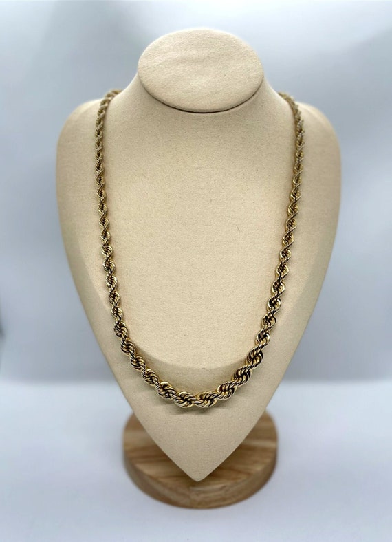 Vintage Graduated Monet Twisted Rope Gold Tone Chain … - Gem
