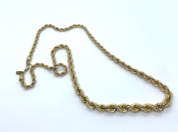 Vintage Graduated Monet Twisted Rope Gold Tone Chain … - Gem