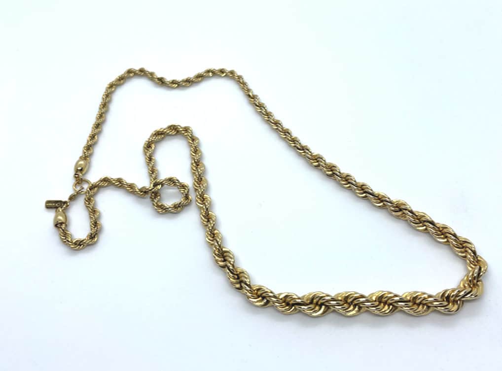 Vintage Graduated Monet Twisted Rope Gold Tone Chain Necklace, 26 ...
