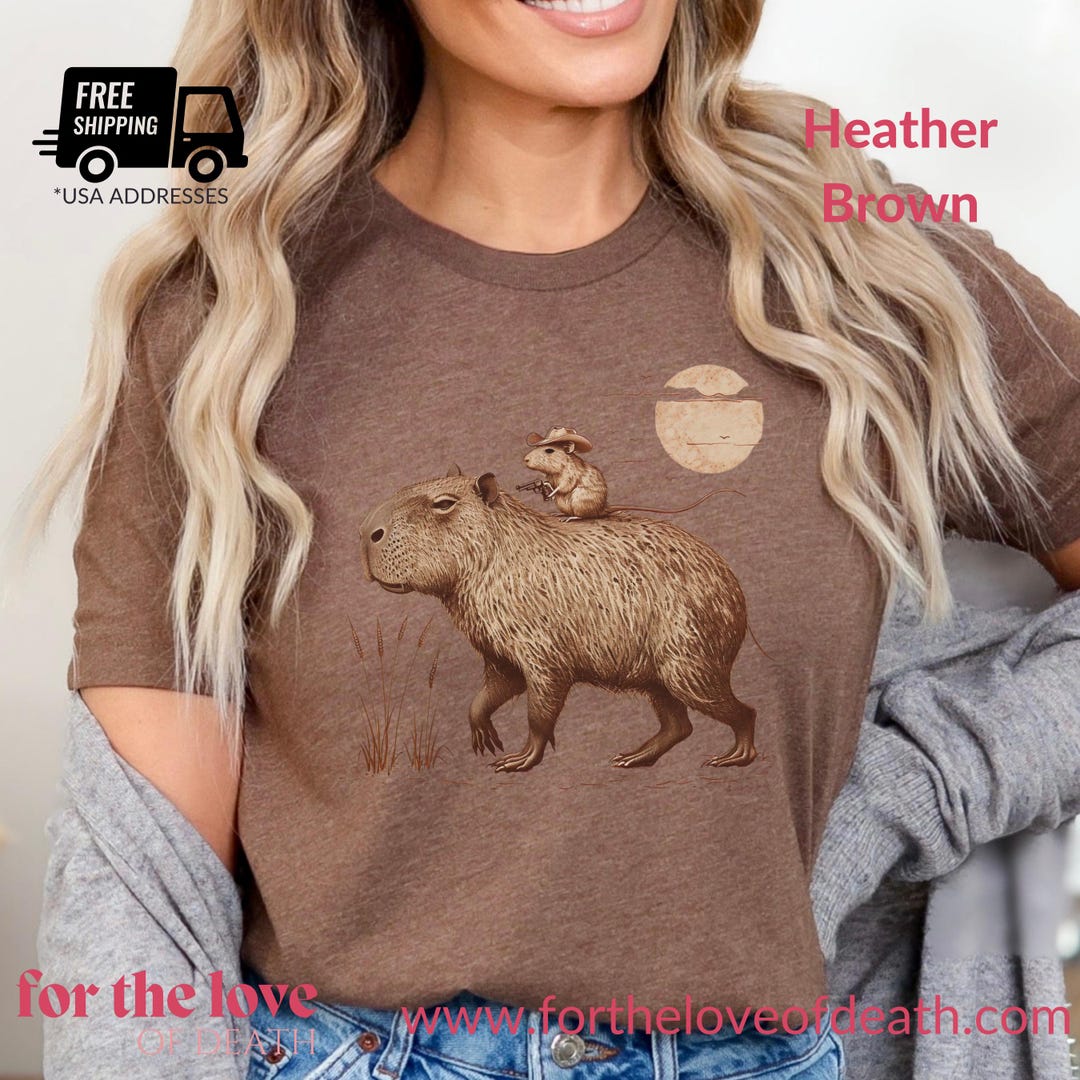 Capybara Mouse Western Shirt Rodent Shirts Funny Capybara Cute Cowboy ...