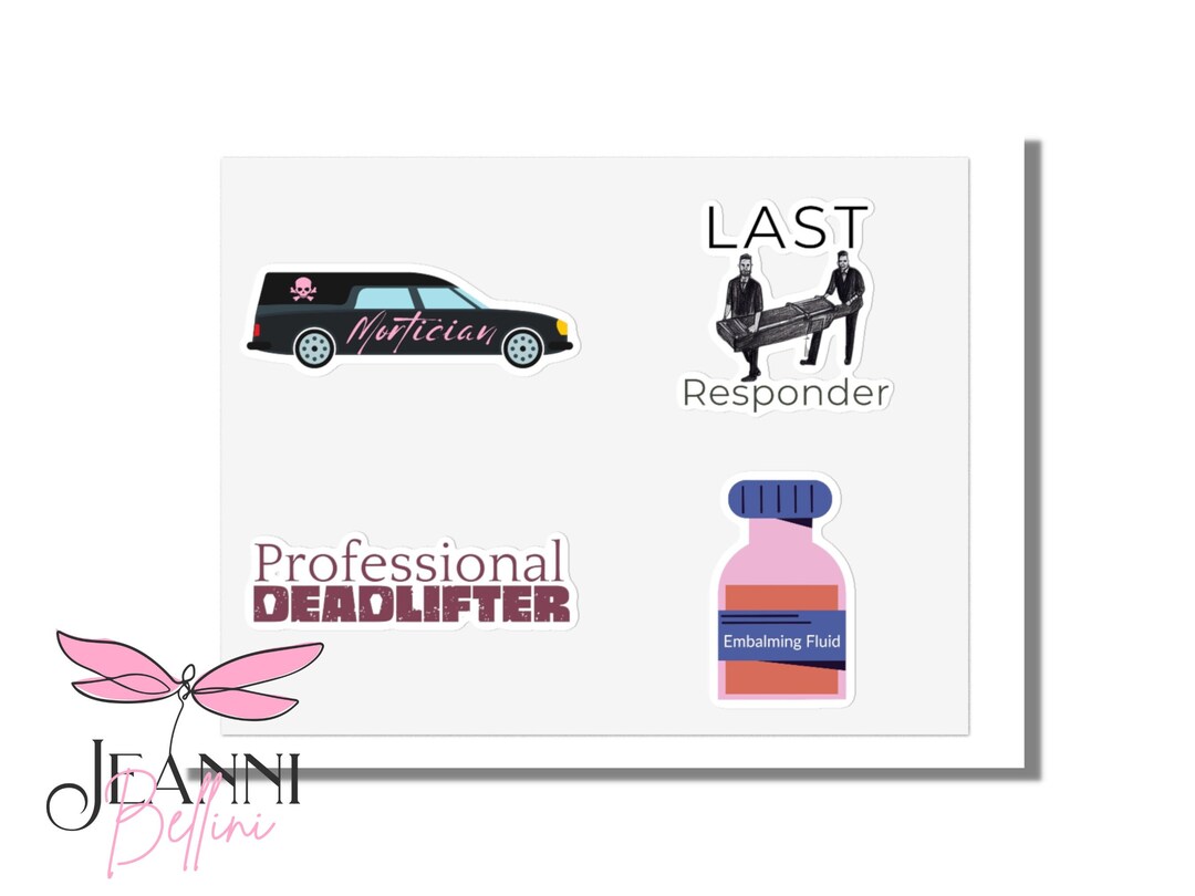 Funeral Sticker Sheet, Hearse Sticker Set, Embalming Fluid Stickers ...
