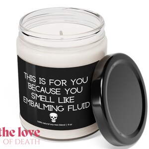 Funeral Director, Embalming Fluid, Christmas Mortician Scented Soy ...