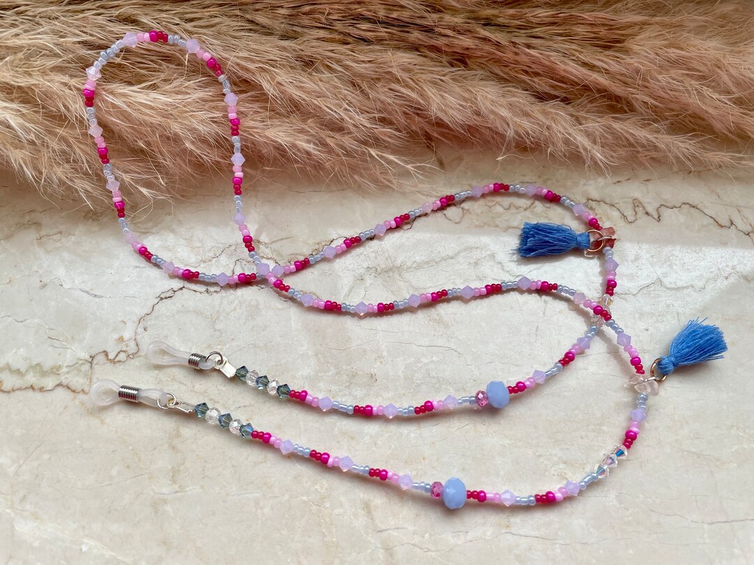 2in1 Glasses Chain & Headphone Chain Blue, Pink, Pink, Transparent ...