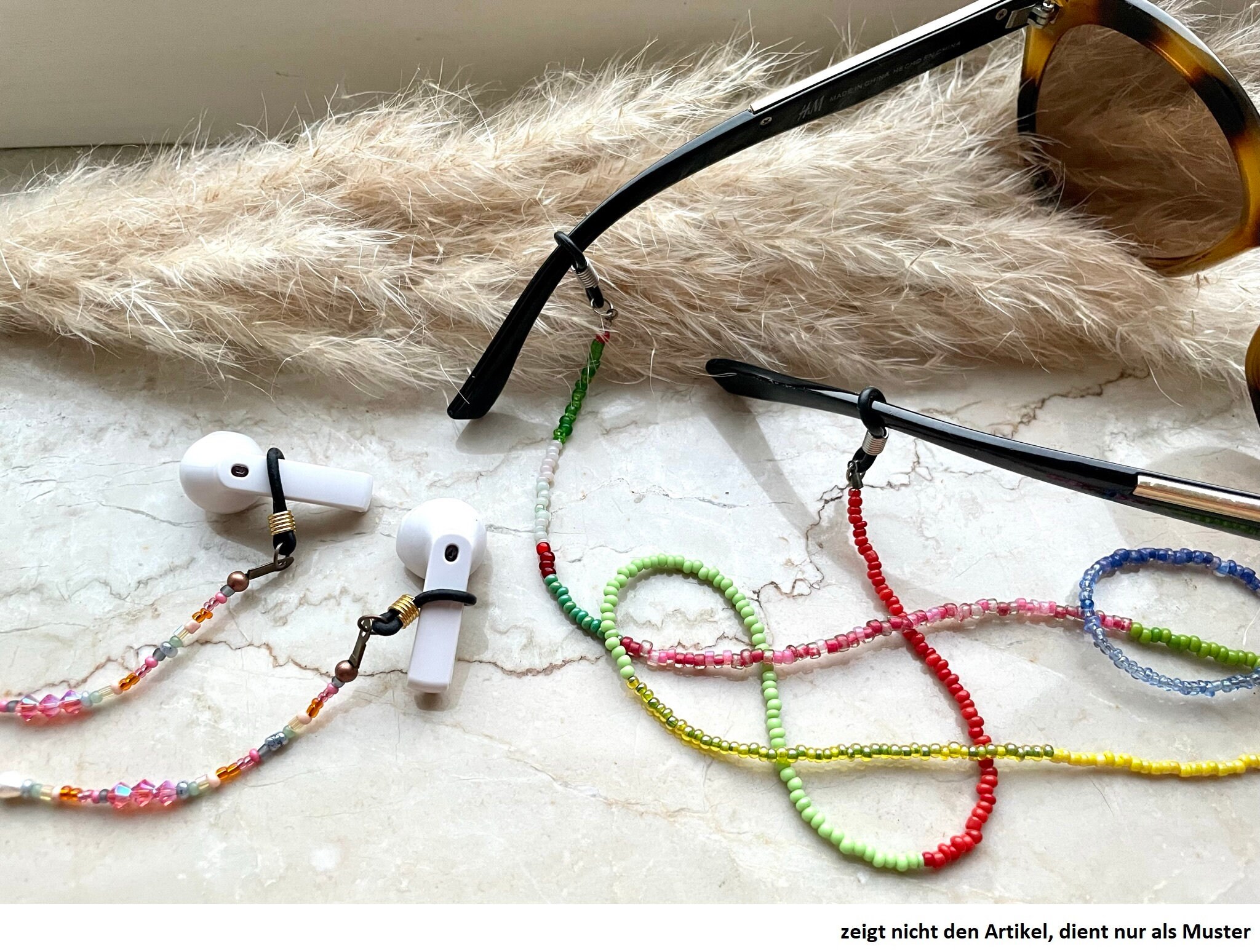 2in1 Glasses Chain & Headphone Chain Turquoise, Mint Ground Glass Beads ...