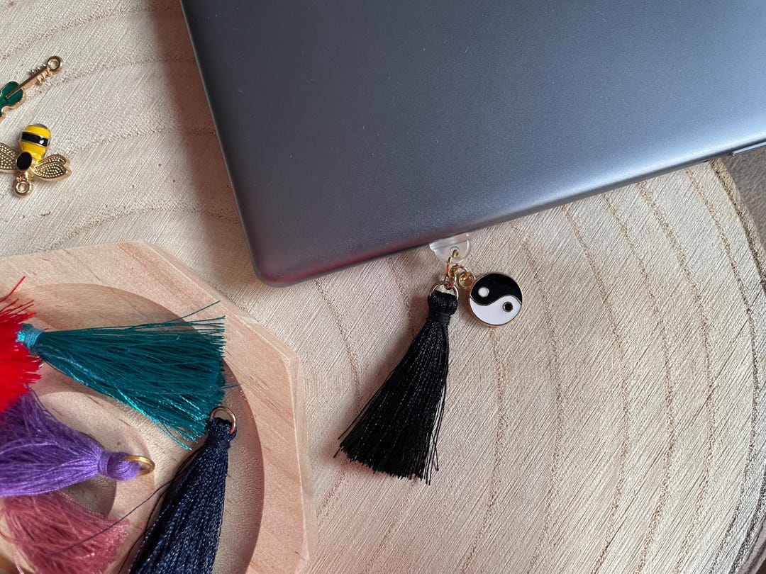 Gold Dust Plug - Fabric Tassel & Charm - Dust Cover Charm, Smartphone ...