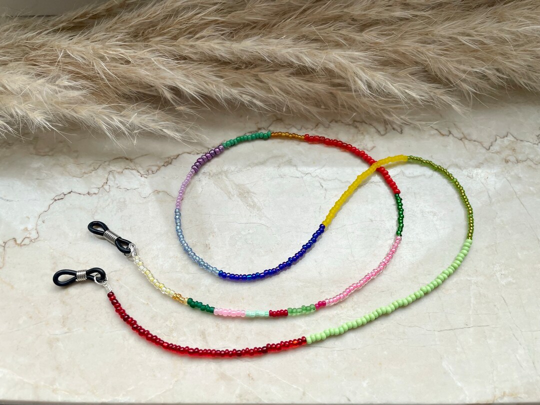 2in1 Glasses Chain & Headphone Chain Rainbow Colorful Seed Beads ...