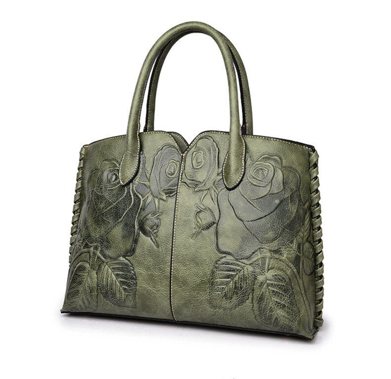 Flower Embossed Shoulder Handbag With Leaf Design on Front in - Etsy