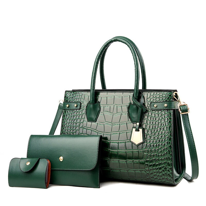 Three-piece Set Crocodile Pattern Handbags With Carry Handle - Etsy