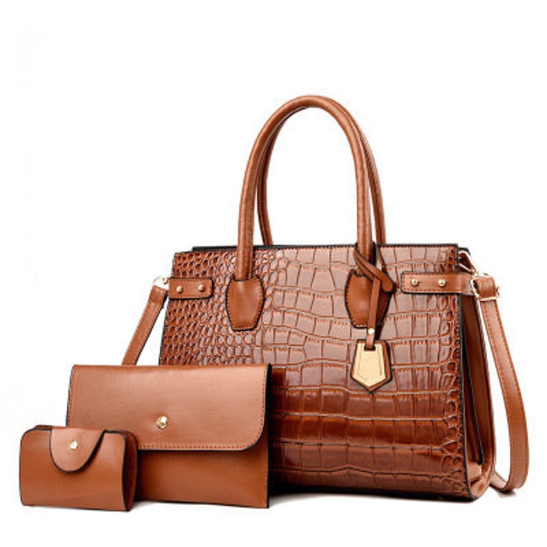 Three-piece Set Crocodile Pattern Handbags With Carry Handle - Etsy