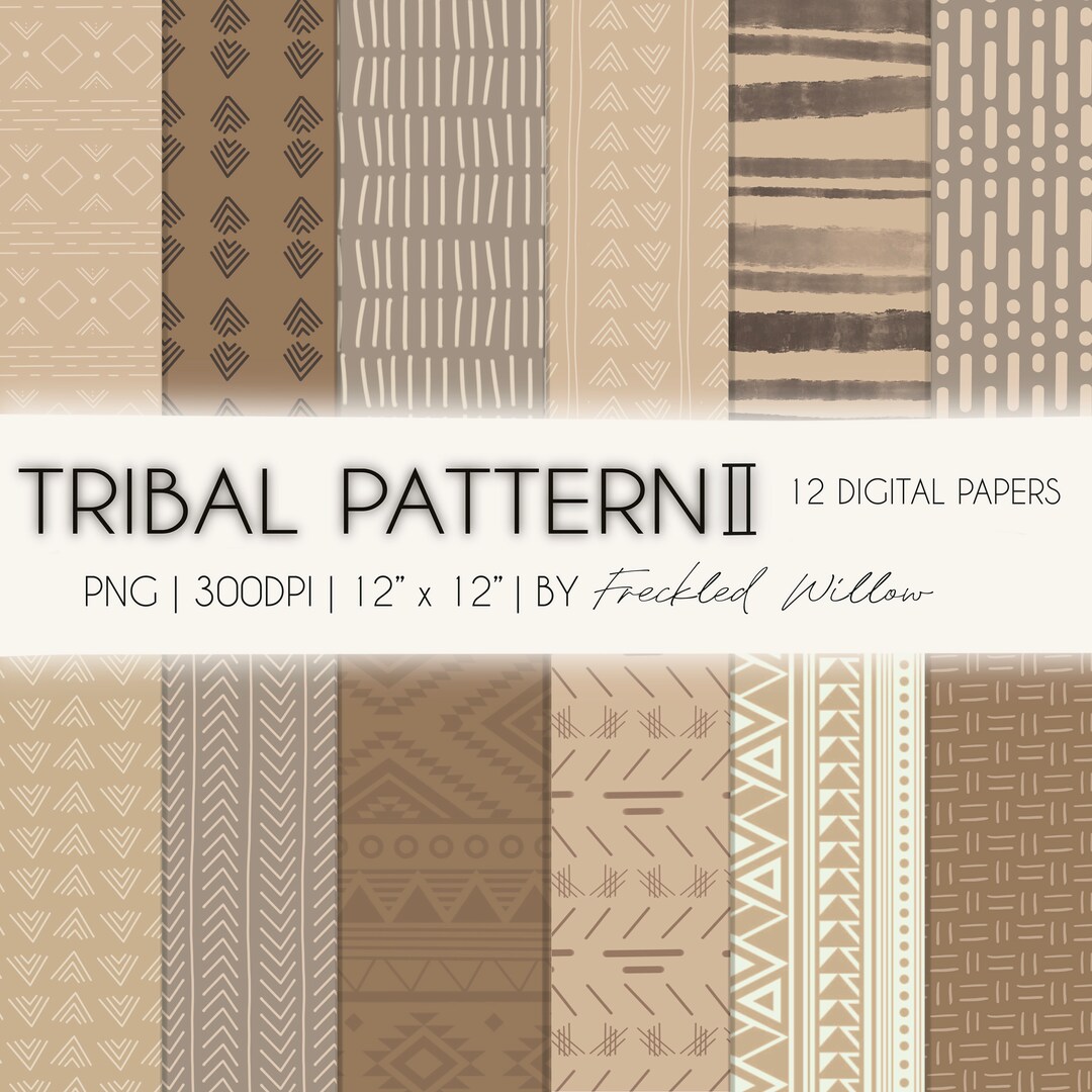 12 Boho Tribal Seamless Digital Papers, Aztec Scrapbook Paper, Boho ...