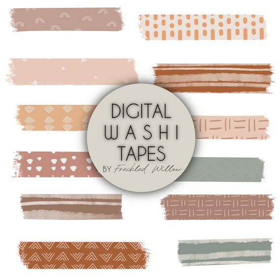 Digital Washi Tape Clipart Boho Washi Tape Bundle for - Etsy