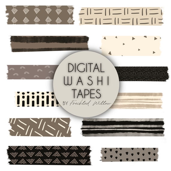 Digital Washi Tape Clipart Moody Boho Washi Tape Bundle for - Etsy