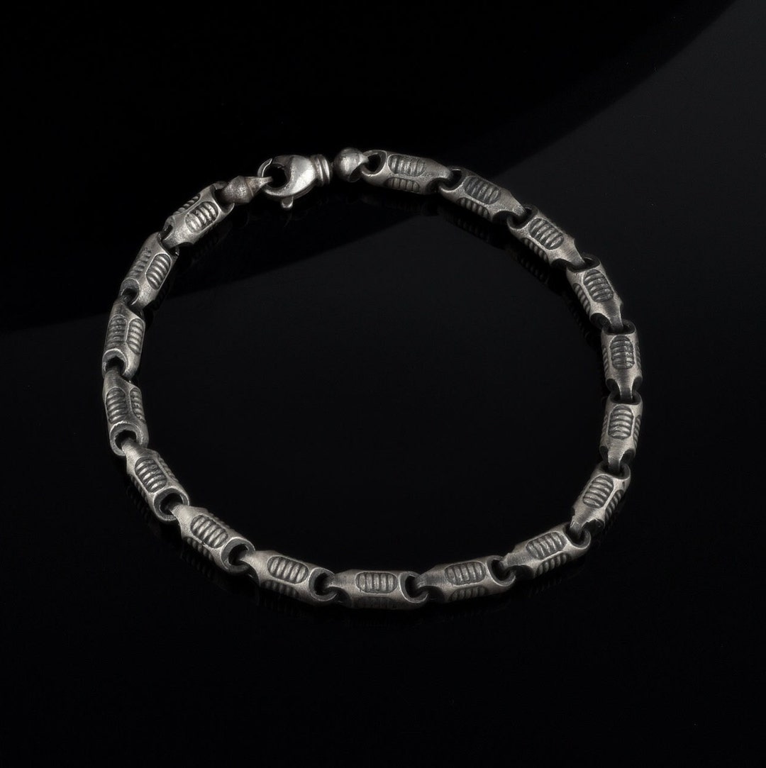 Silver Greek Key Chain Bracelet for Men Gift, Italian Greek Chain ...