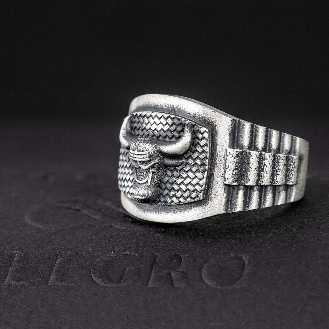 Taurus Bull 925 Silver Animal Ring, Sterling Silver Signet Ring, Zodiac ...