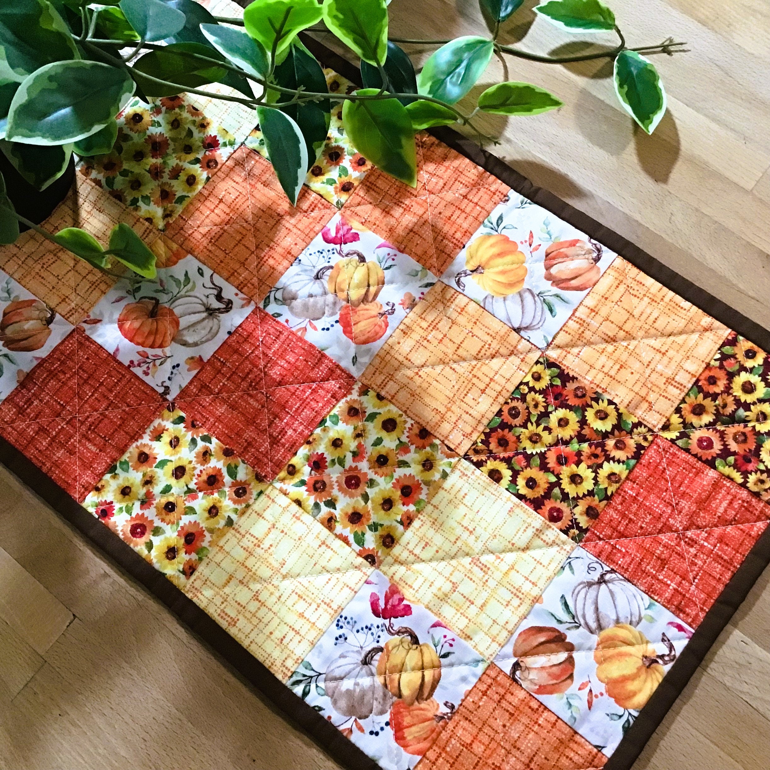 Quilted Table Runner Fall Table Runner Table Topper Pumpkins and ...