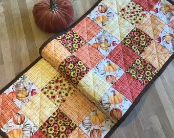 Quilted Table Runner Blue Floral Quilted Table Topper Farm Table ...