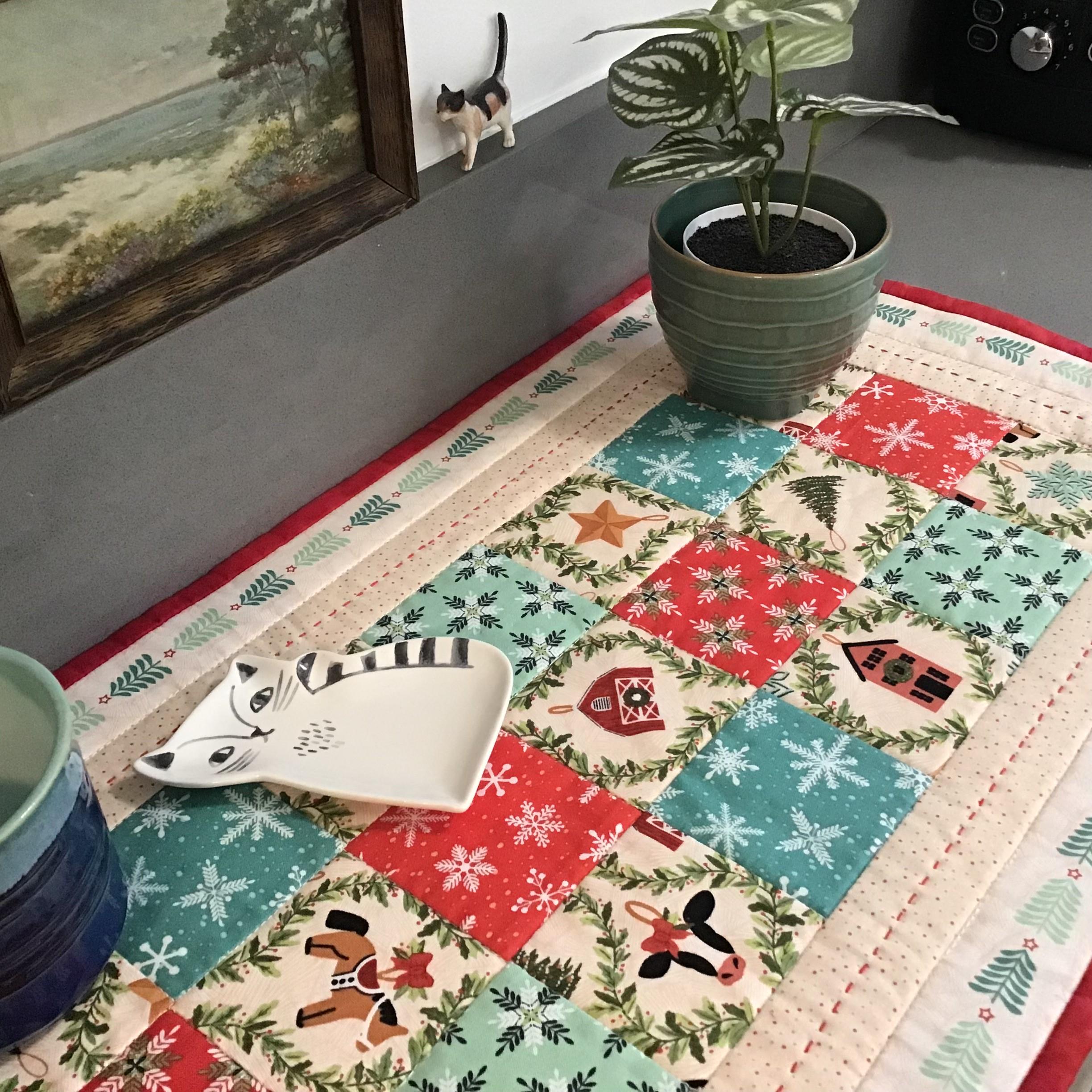 Quilted Table Runner Rustic Country Table Topper Prairie Farm Christmas ...