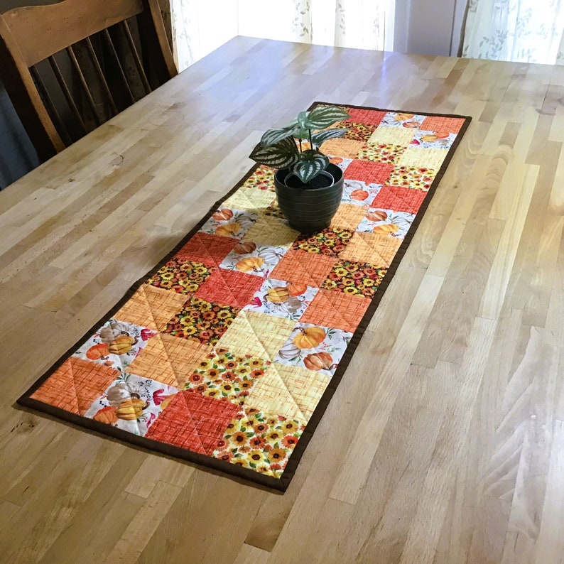 Quilted Table Runner Fall Table Runner Table Topper Pumpkins and ...