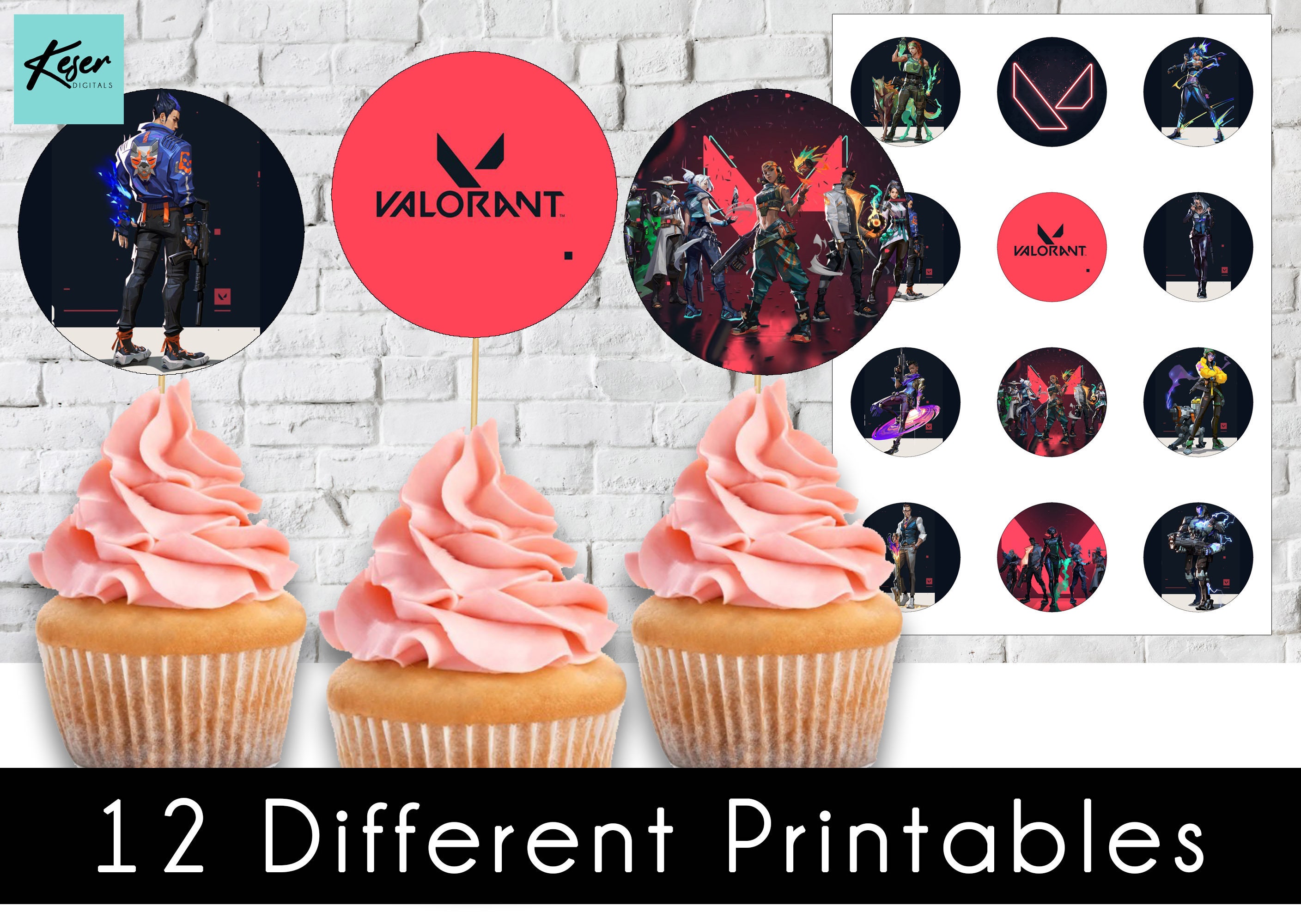 VALORANT, INSTANT DOWNLOAD Digital File Cupcake Toppers, Cake Topper ...