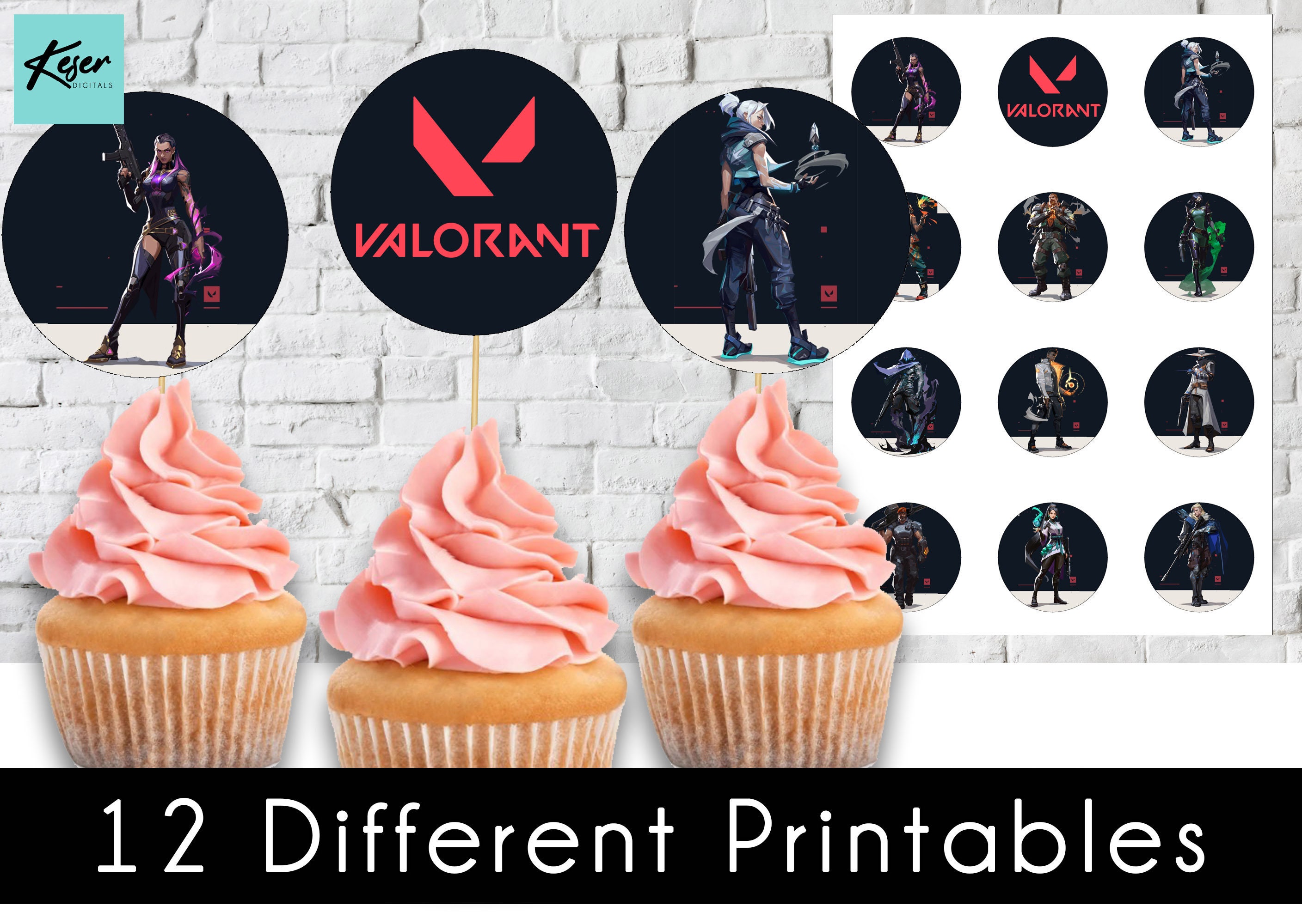 VALORANT, INSTANT DOWNLOAD Digital File Cupcake Toppers, Cake Topper ...