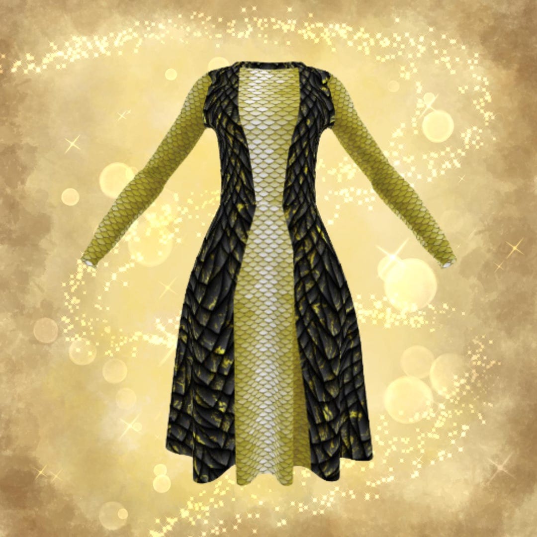 Gold Dragon Scale Dress Long Sleeve Black Fish Scale Midi Dress ...