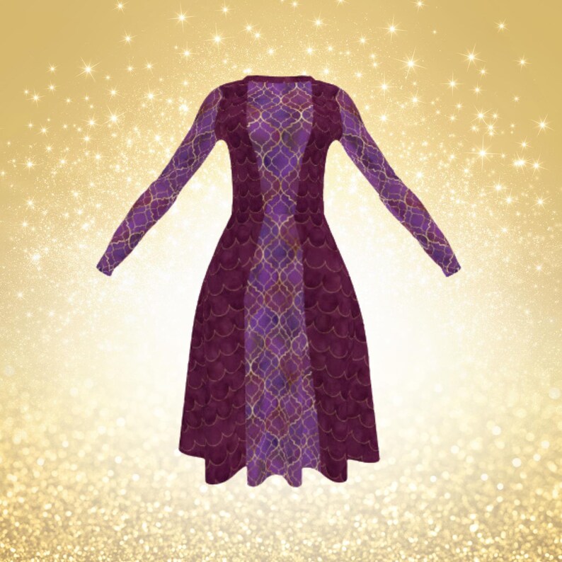 Dragon Scale Mermaid Dress Red Long Sleeve Mermaid Scale Midi Dress ...