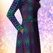 Elegant Dragon Scale Dress Long Sleeve Mythical Midi Dress Unique ...