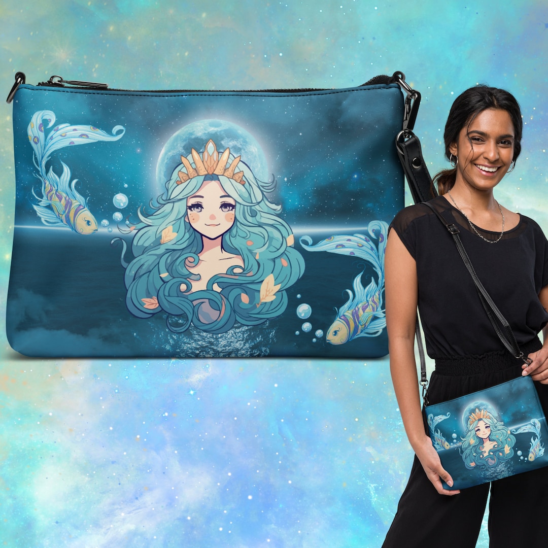 Blue Moon Mermaid Crossbody Bag Ocean Princess With Fish - Etsy