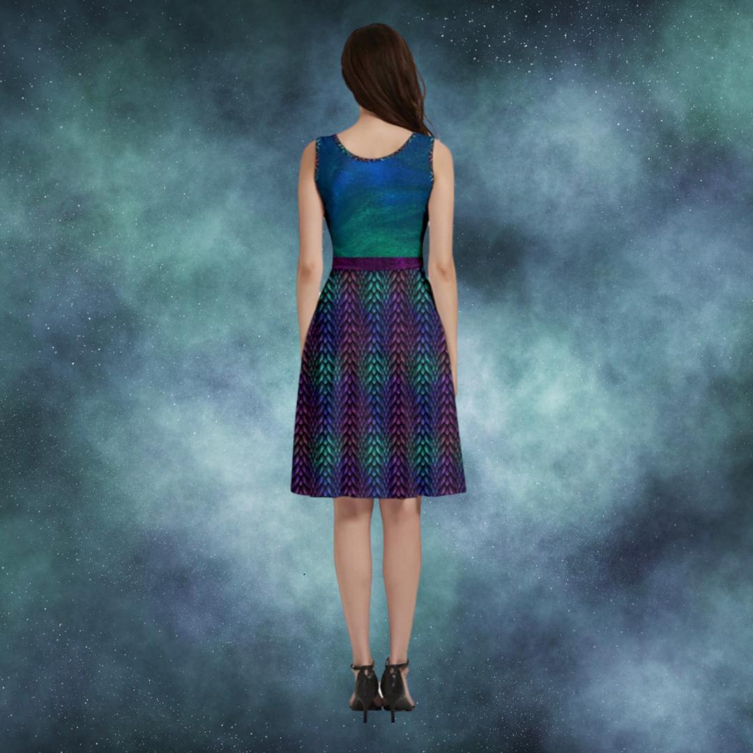 Enchanting Dragon Scale Dress Green Blue Ethereal Dragon Dress Fantasy ...