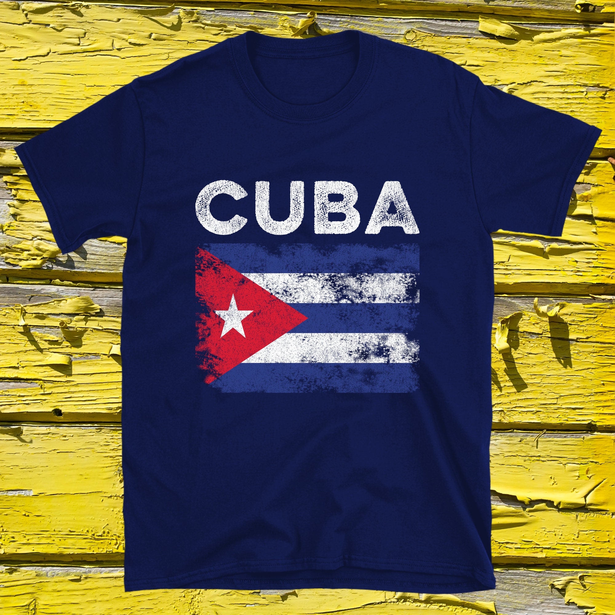 Cuba Flag Distressed Cuban Flag T-shirt - Etsy