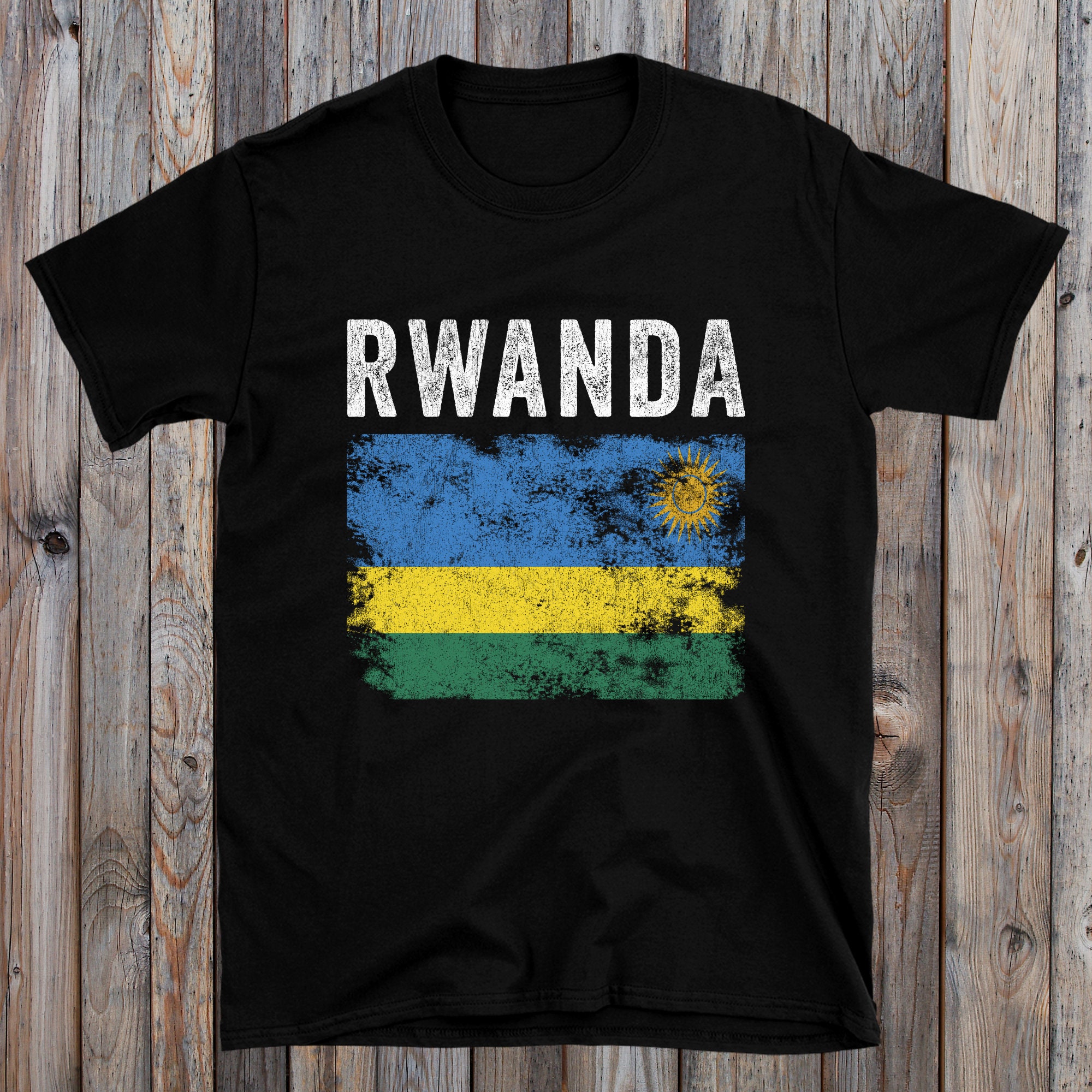 Rwanda Flag Distressed Rwandan Flag T-shirt - Etsy