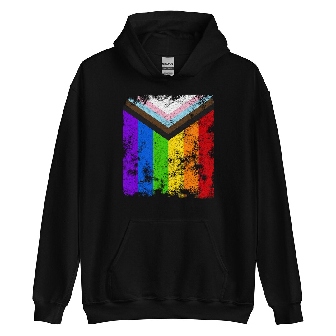 Progress Pride Flag Distressed LGBTQIA Hoodie - Etsy