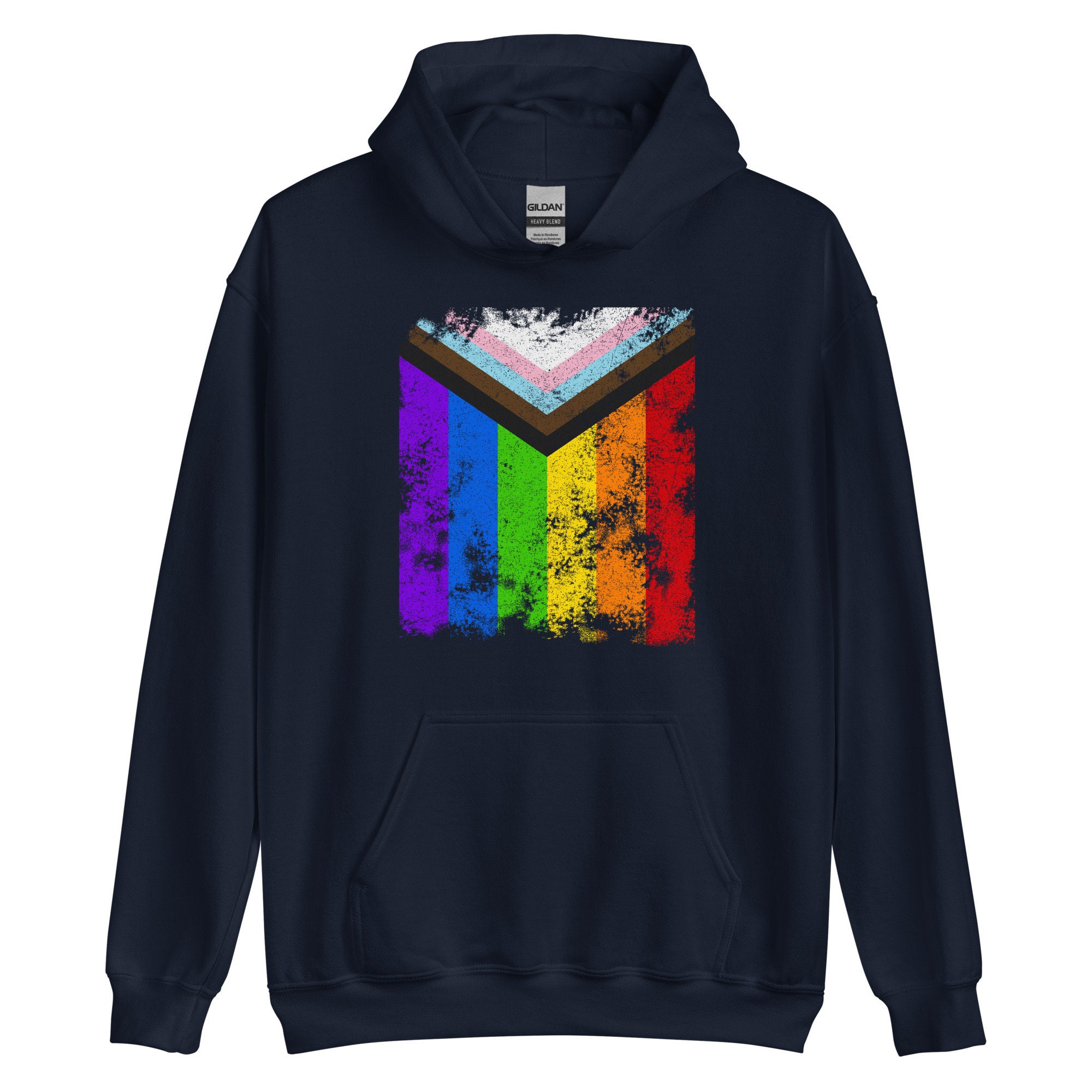 Progress Pride Flag Distressed LGBTQIA Hoodie - Etsy