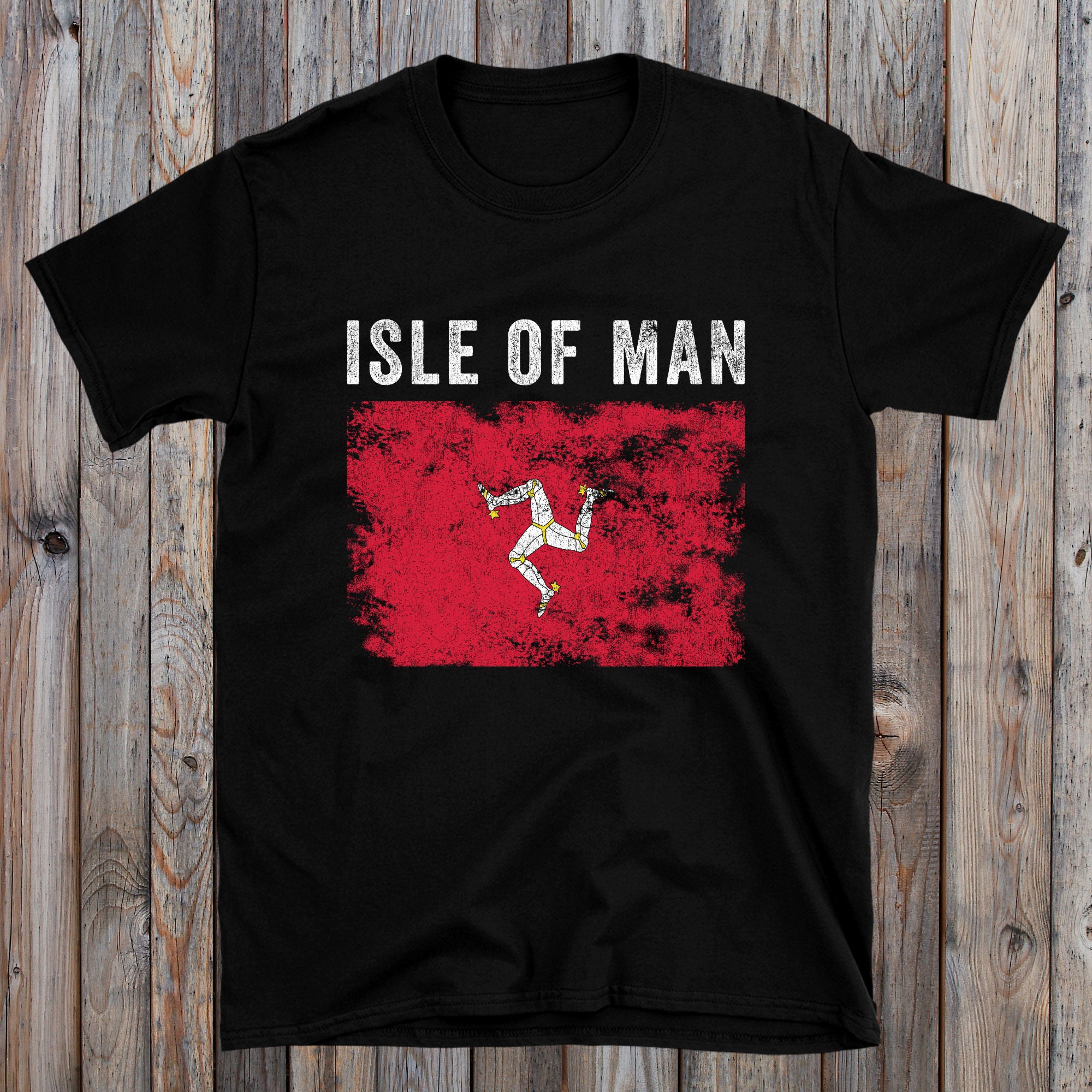Isle of Man Flag Distressed Manx Flag T-shirt - Etsy