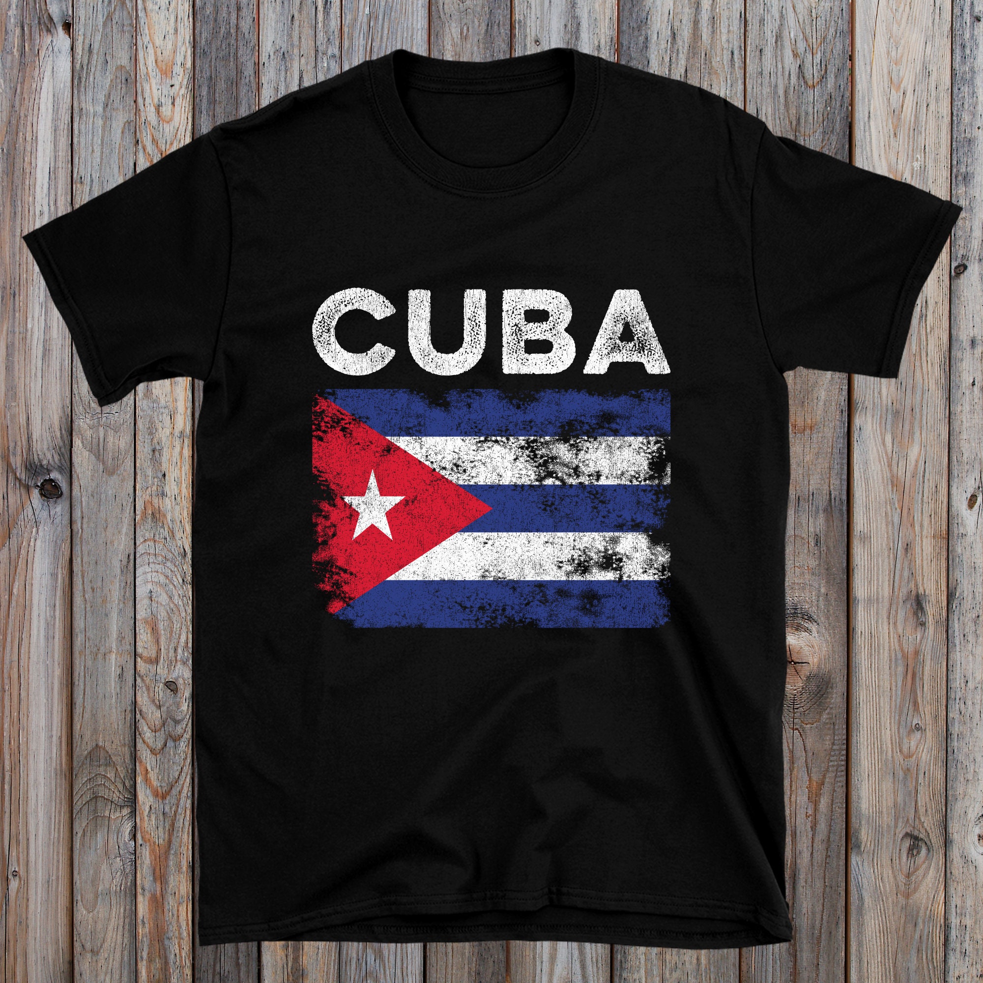 Cuba Flag Distressed Cuban Flag T-shirt - Etsy