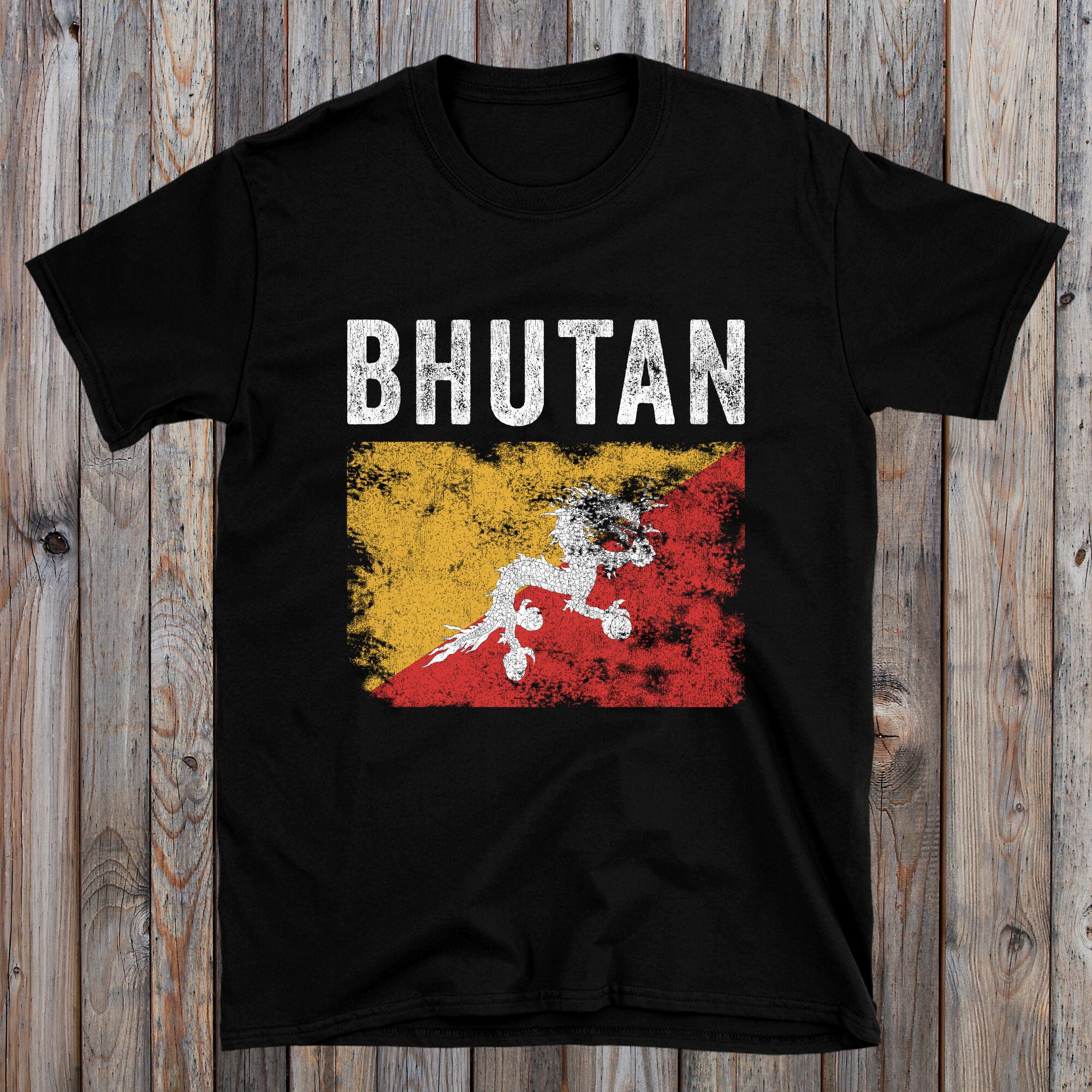 Bhutan Flag Distressed Bhutanese Flag T-shirt - Etsy