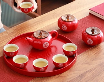 Red Chinese Tea Set - Etsy