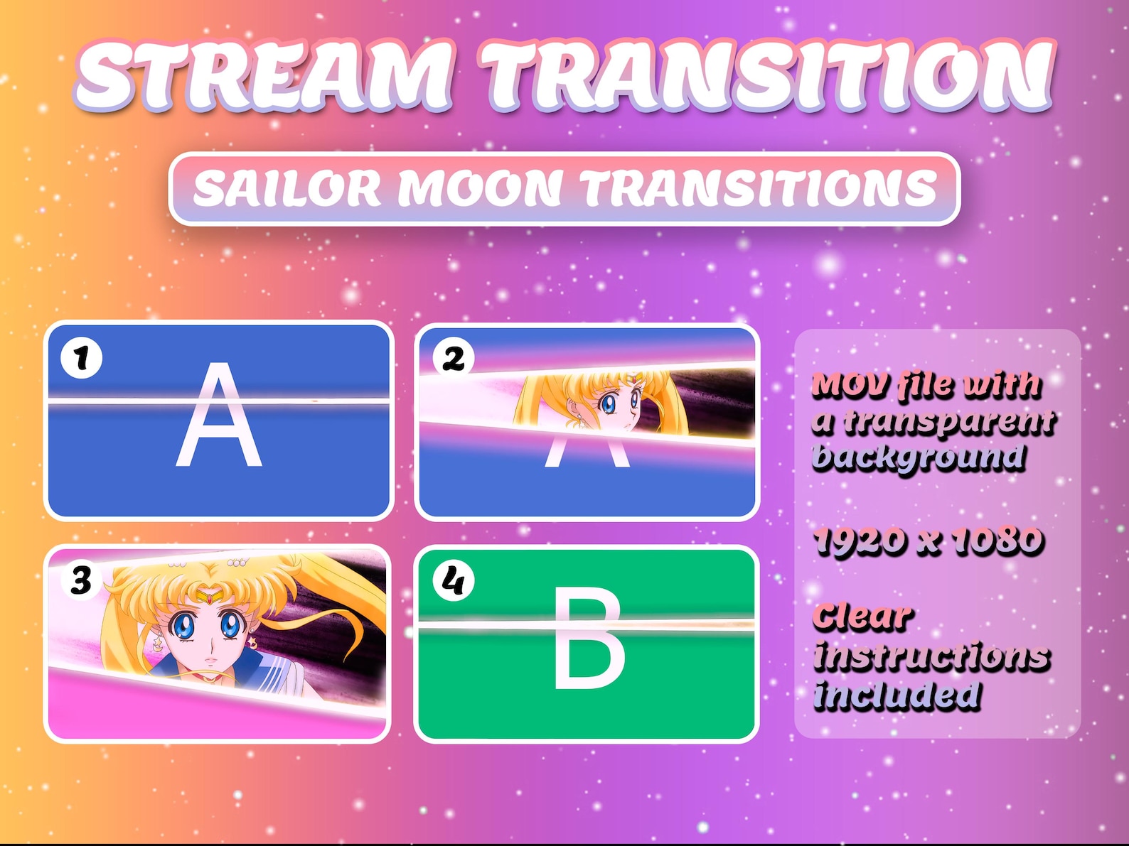 Anime Transition Pack Overlay Moon Girls *WITH SOUND* - Stinger Overlay ...