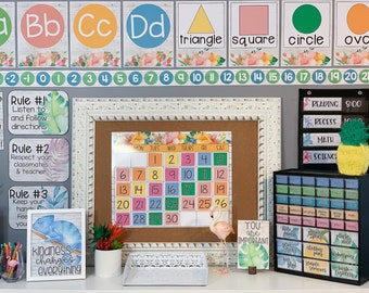 Retro Spring Themed Printable Classroom Decor Bundle With - Etsy
