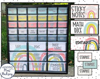 Boho Rainbow Teacher Toolbox Labels EDITABLE - Etsy