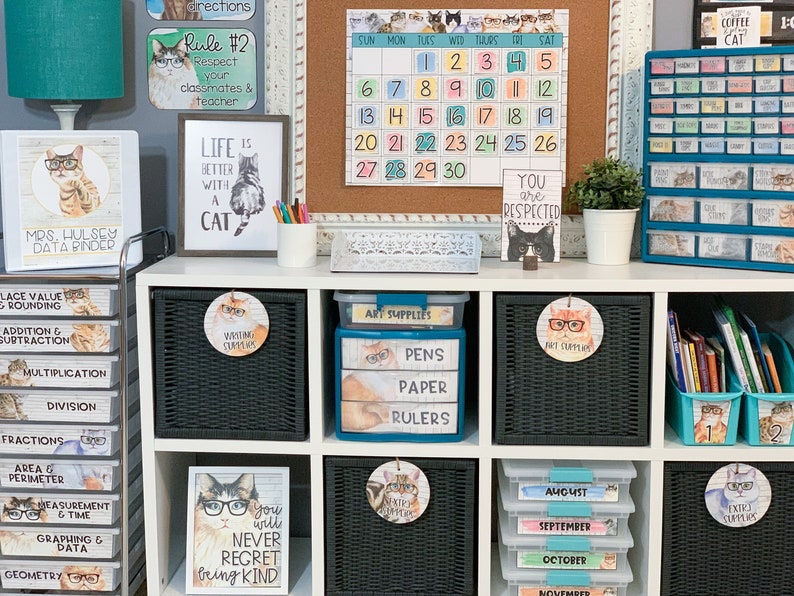 Hipster Cat Classroom Decor Bundle - Etsy