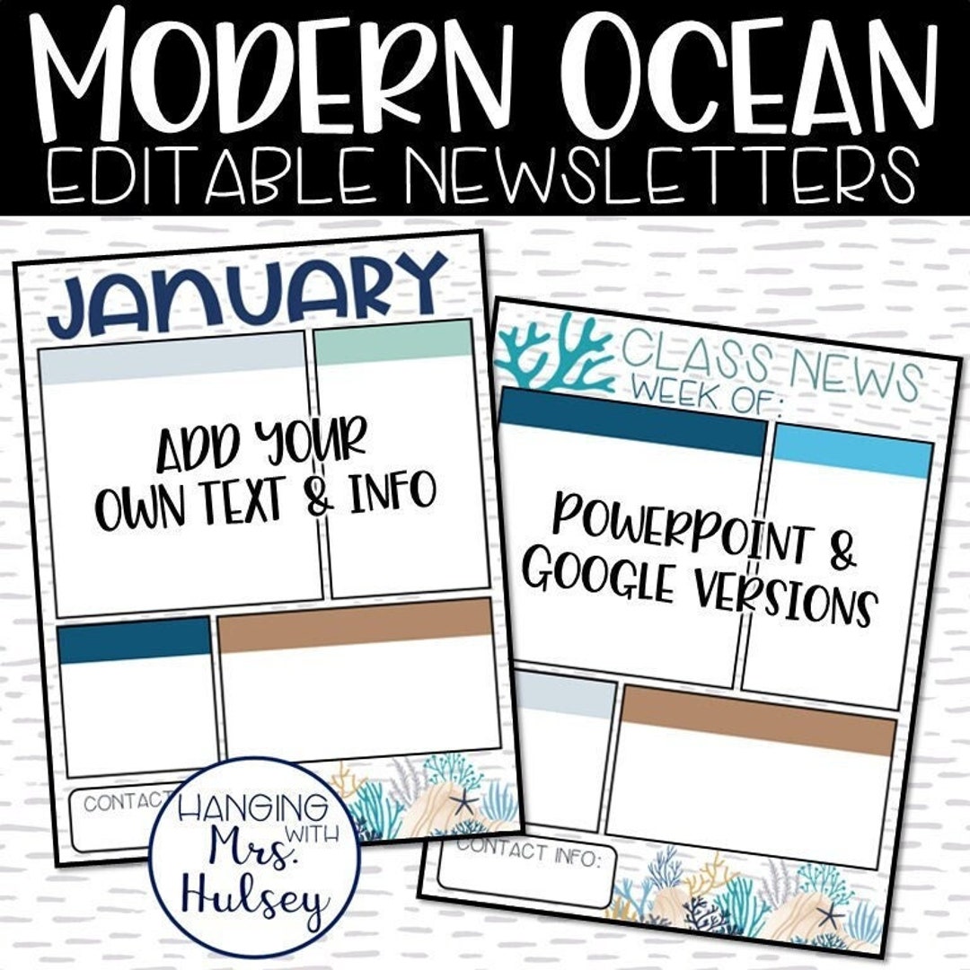 Ocean Classroom Newsletter Templates: Editable Powerpoint & Google ...