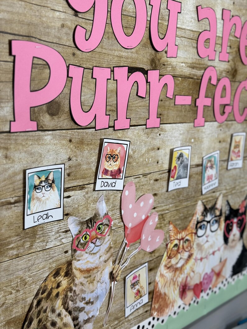 Valentine's Day Bulletin Board - Hipster Cat - Etsy