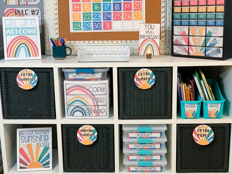 Retro Rainbow Classroom Decor Bundle - Etsy