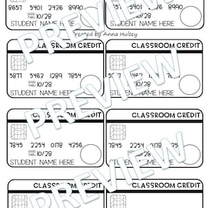 Classroom Economy: Editable Dollars and Credit Card Templates Classroom ...
