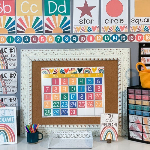 Boho Retro Classroom Hand Signals Daisy Classroom Decor - Etsy