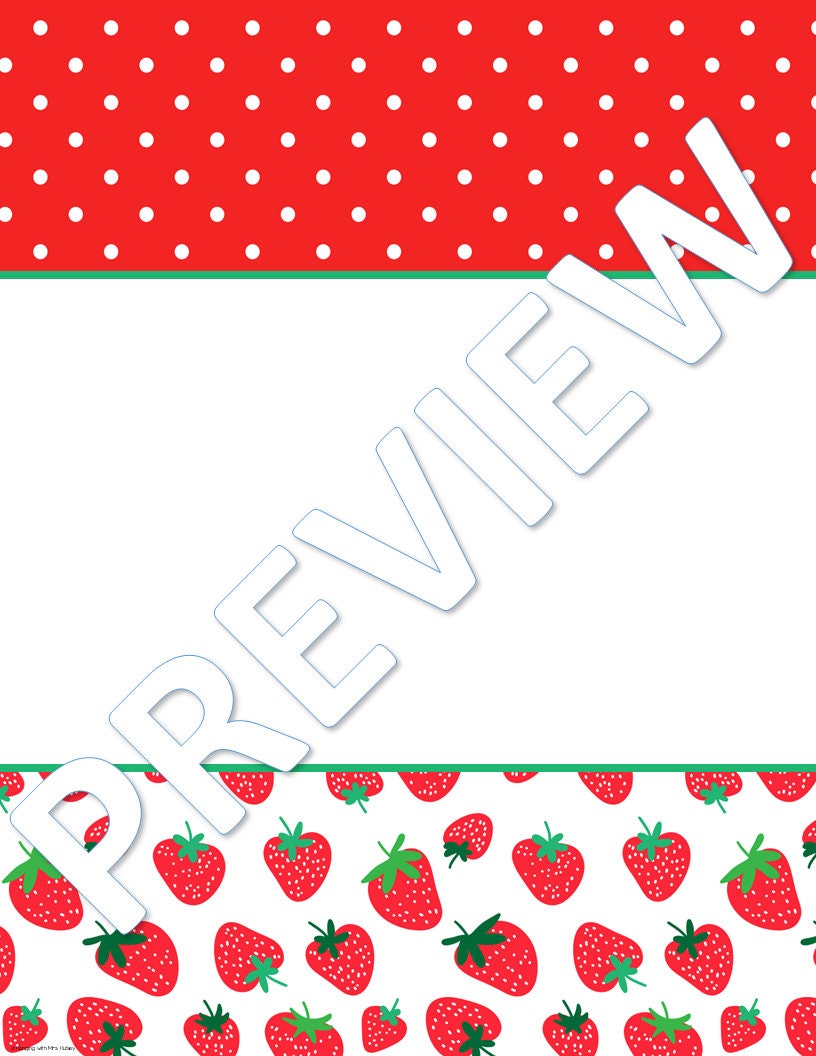 Strawberry Binder Covers and Spine Labels - Etsy