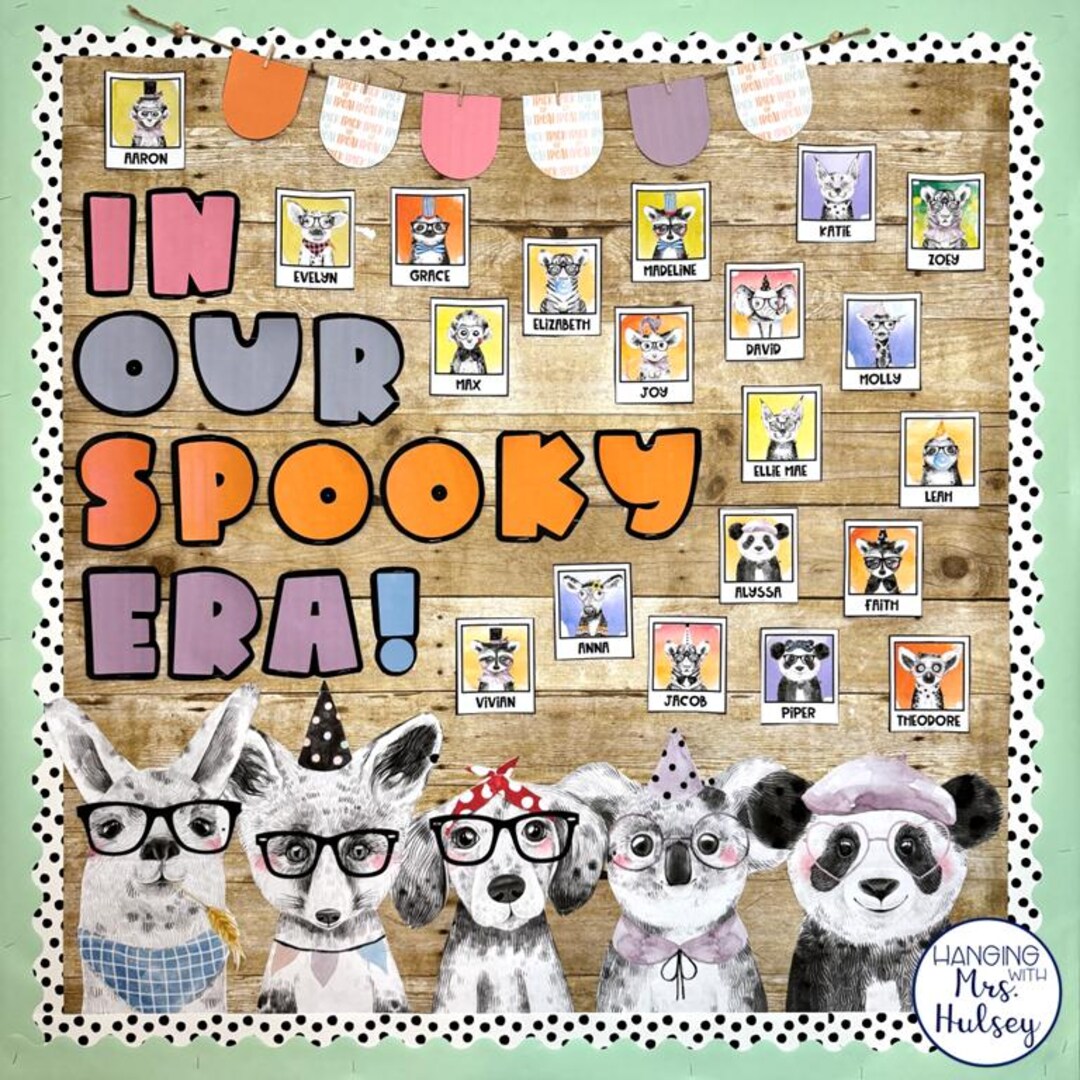 Halloween Bulletin Board - Hipster Animal - Zoo Classroom Decor - Zoo ...