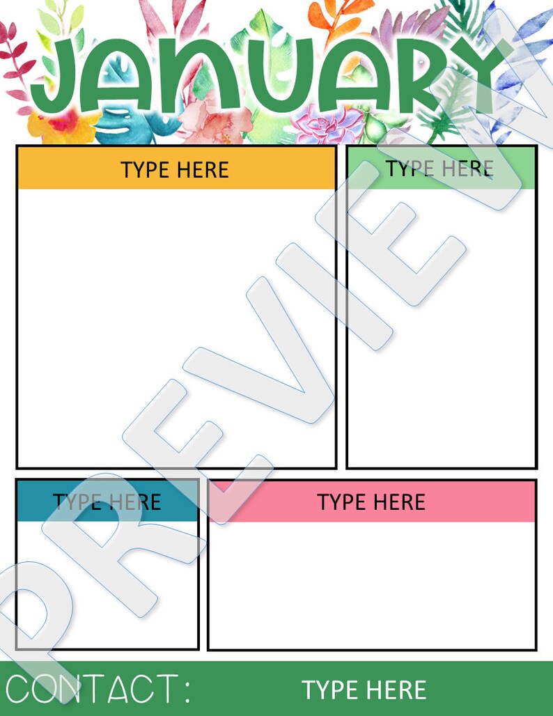 Tropical Class Newsletter Templates - Etsy