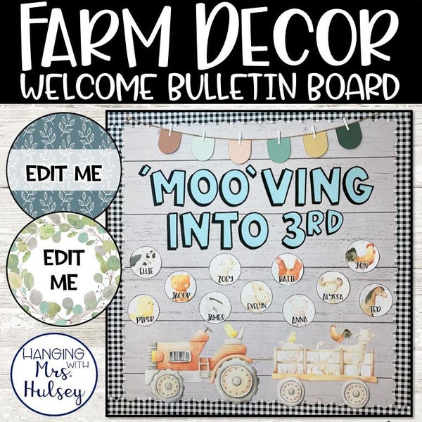 Coffee Shop Farmhouse Classroom Bulletin Board With Printable Labels ...